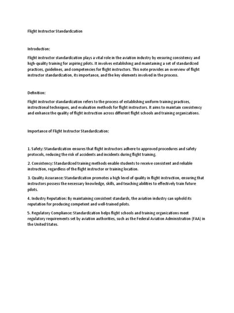 Flight Instructor Standardization Note Pdf