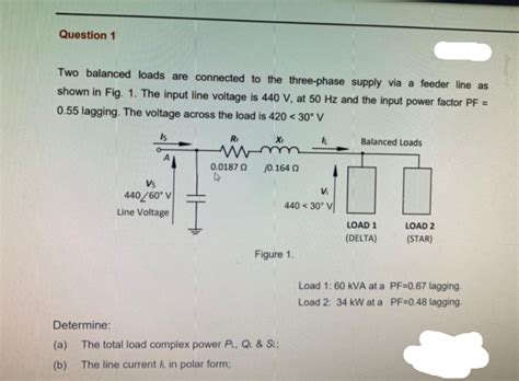solved question 1 two balanced loads are connected to the