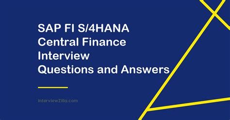 Sap Fi S 4hana Central Finance Interview Questions And Answers