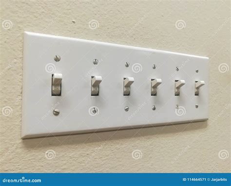 Multiple Light Switches Grouped Together Stock Image Image Of Object Close 114664571