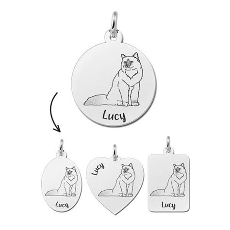 Zilveren Kattenhanger Heilige Birmaan Naam Graveren Kopen Sieraden