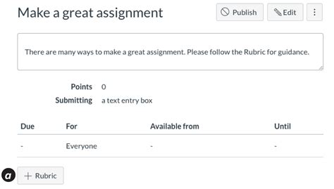 Add A Rubric To An Assignment Weeks To Canvas Kapow