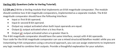 Solved Verilog Hdl Questions Refer To Verilog