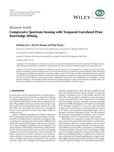 Pdf Compressive Spectrum Sensing With Temporal Correlated Prior Knowledge Mining