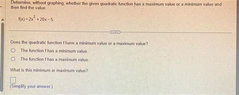 Solved Determine Without Graphing Whether The Given