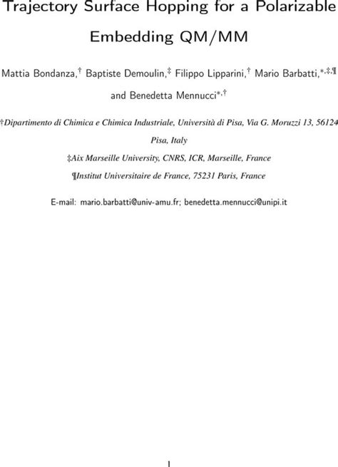 Trajectory Surface Hopping For A Polarizable Embedding Qmmm Physical Chemistry Chemrxiv