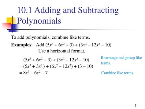 Ppt 101 Adding And Subtracting Polynomials Powerpoint Presentation