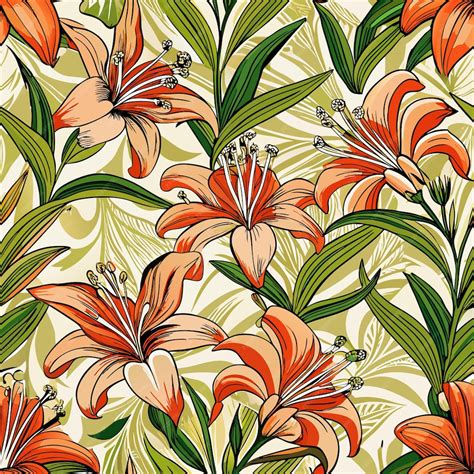 Lillies Pattern Vector Illustration Premium Ai Generated Vector