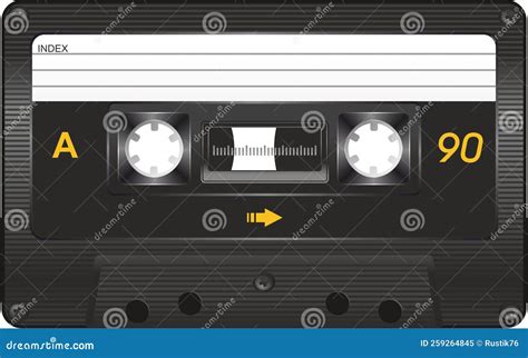 Realistic Vector Image Of An Audio Compact Cassette Png Format Stock