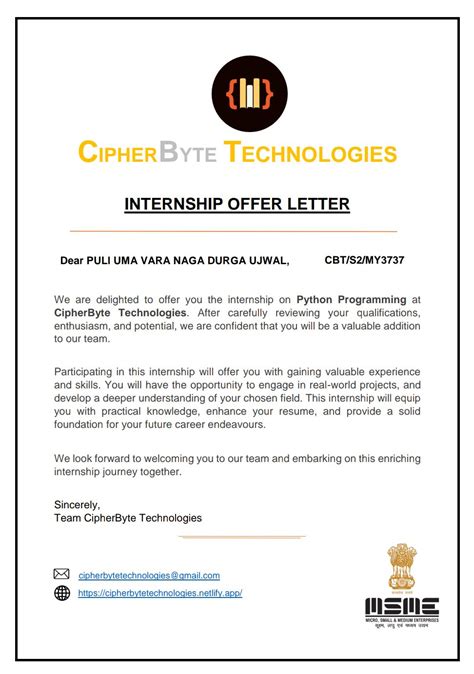 Puli Ujwal On Linkedin Cipherbytetech Python Techinternship Handsonexperience