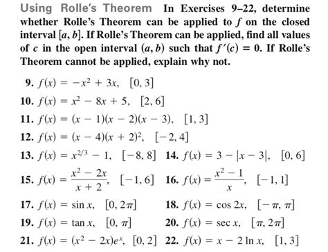 Solved Using Rolles Theorem In Exercises 9 22 Determine