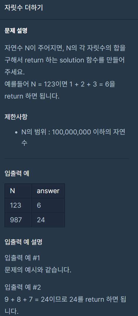 자릿수 더하기 Java