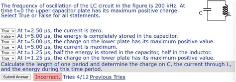 Solved The Frequency Of Oscillation Of The LC Circuit In The Chegg Com