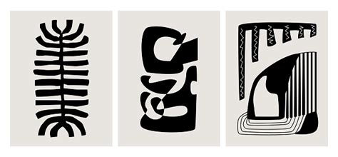 추상적 인 모양과 형태 현대 벽 예술 포스터 세트 벡터 일러스트 레이 션 그래픽 프린트 흑백에 대한 스톡 벡터 아트 및 기타 이미지 흑백 추상적인 예술 Istock