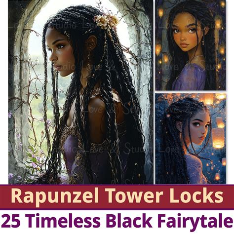 25 Rapunzel Tower Locks Digital Paper Timeless Black Fairytales