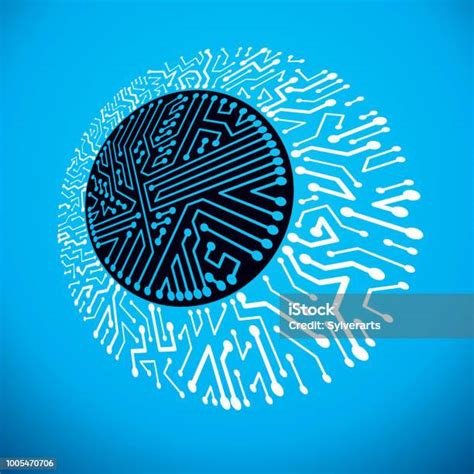 기술 통신 자동 제어 요소 라운드 회로 기판의 벡터 추상 그림입니다 0명에 대한 스톡 벡터 아트 및 기타 이미지 0명 3차원 형태 Cpu Istock