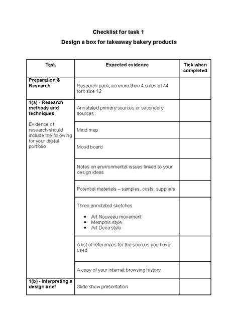 Checklist For Task B Interpreting A Design Brief Slide Show Presentation Studocu