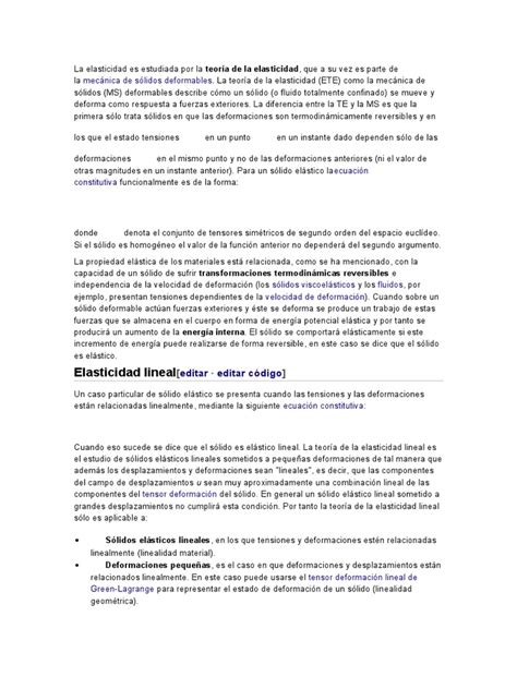 Teoria De La Elasticidad Pdf Elasticidad Física Mecánica De Sólidos