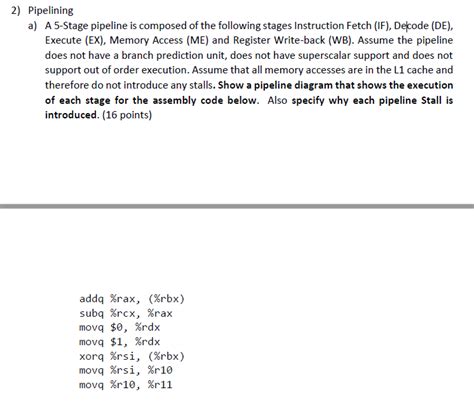 Solved A 5 Stage Pipeline Is Composed Of The Following