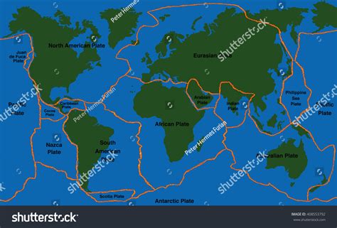 Plate Tectonics World Map Fault Lines Stock Vector Royalty Free