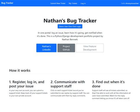 bug tracker—python django postgresql git heroku — nathan bennett tech project facilitator