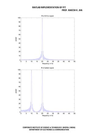 Matlab Implementation Of Fast Fourier Transform PDF Technology Computing