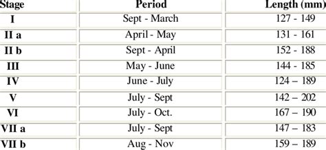 Stages Of Sexual Maturity Corresponding Periods And Lengths At Maturity Download Table