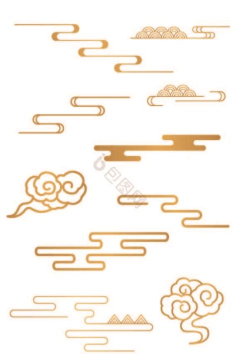 金色线条祥云png下载 包图网