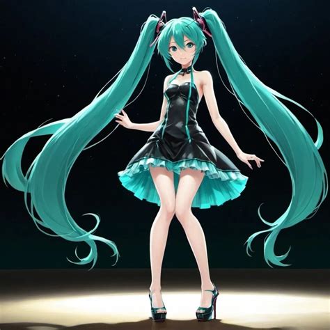 Hatsune Miku In Night Dress With Open High Heels
