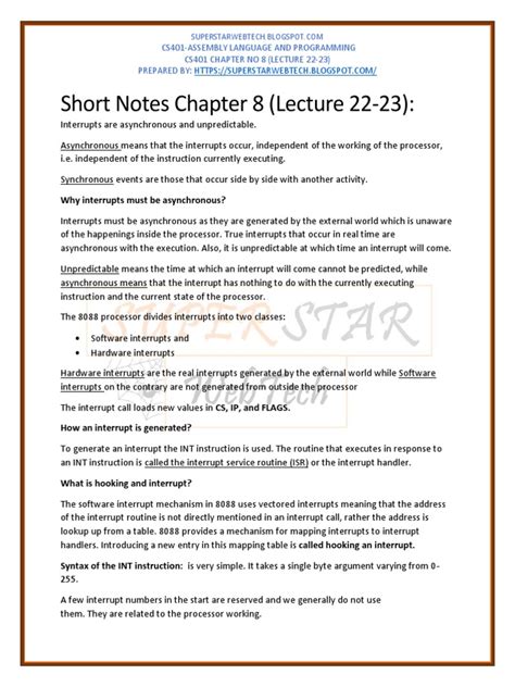 Cs401 Short Notes Chapter 8 Pdf Bios Booting