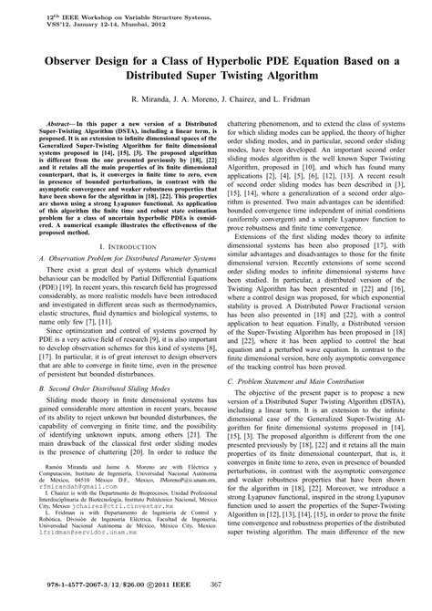 Pdf Observer Design For A Class Of Hyperbolic Pde Equation Based On A Distributed Super