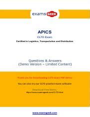 APICS CLTD Exam Preparation Material For Best Result Questions Answers PDF Page 1 APICS CLTD