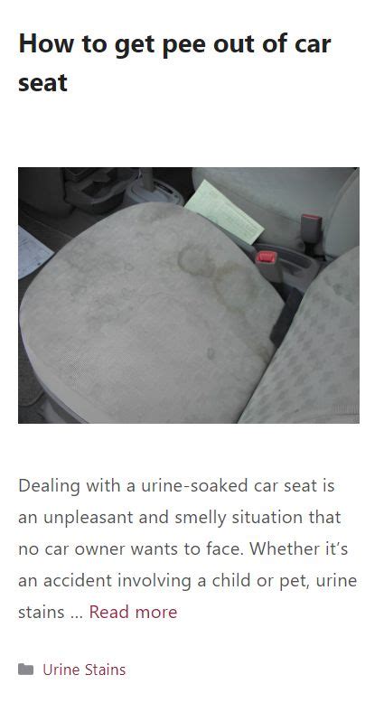 How To Get Pee Out Of Car Seat Car Seats Pee Stains Pee Smell