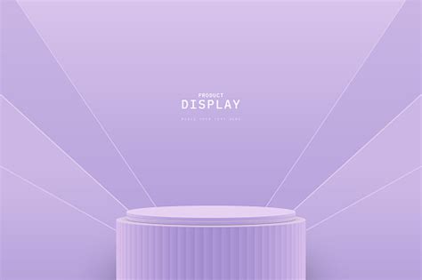 3d 모양 배경이 있는 현실적인 현대 보라색 3d 실린더 연단 받침대 벡터 기하학적 형태 디자인입니다 제품 모형을 위한 벽 장면 쇼케이스를 위한 3d 무대 3d 벡터 렌더링