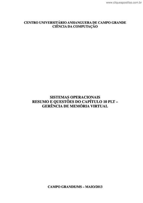 Clique Apostilas Sistemas Operacionais Resumo E Questões