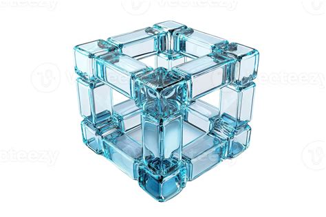 A Geometric Structure Composed Of Clear Interlocking Blocks Creating