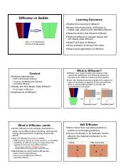 Lecture 4 Diffusion In Solids Pdf Diffusion In Solids Learning Outcomes P Explain The