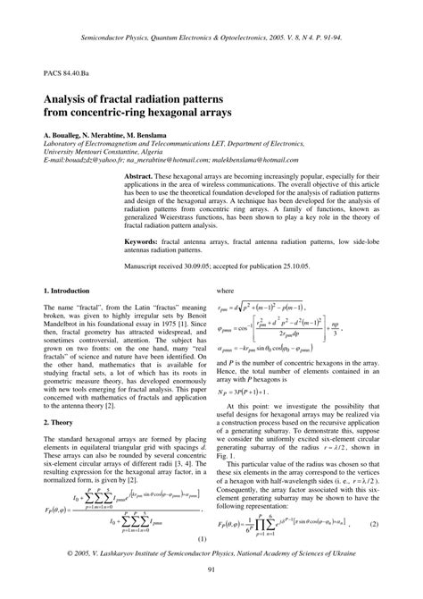 Pdf Analysis Of Fractal Radiation Patterns From Concentric Ring Hexagonal Arrays