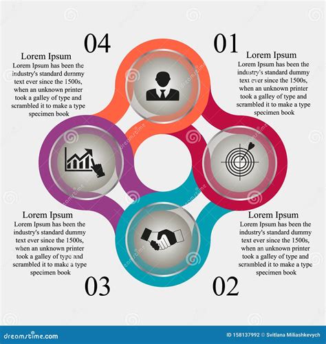 Scheme Of The Process Of Elements With The Help Of Graphics Diagrams Square With Four Stages
