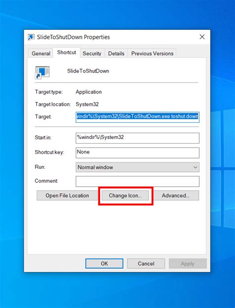Creating Slide To Shut Down Shortcut In Windows