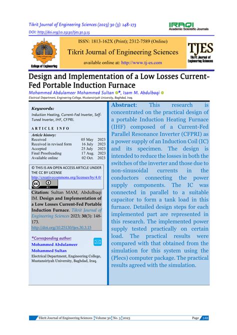 Pdf Design And Implementation Of A Low Losses Current Fed Portable Induction Furnace