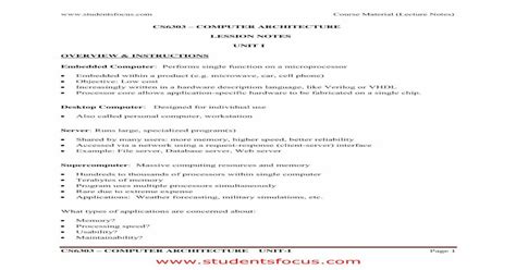pdf cs6303 computer architecture lession notes …