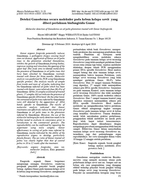 Deteksi Ganoderma Secara Molekuler Pada Kebun Kela Pdf Reaksi Berantai Polimerase Biologi
