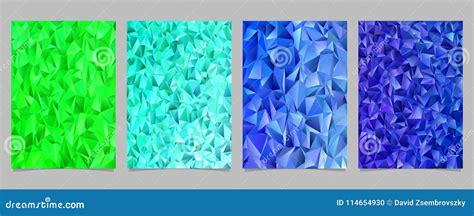 Geometrical Irregular Triangle Tile Pattern Brochure Template Set Vector Poster Background