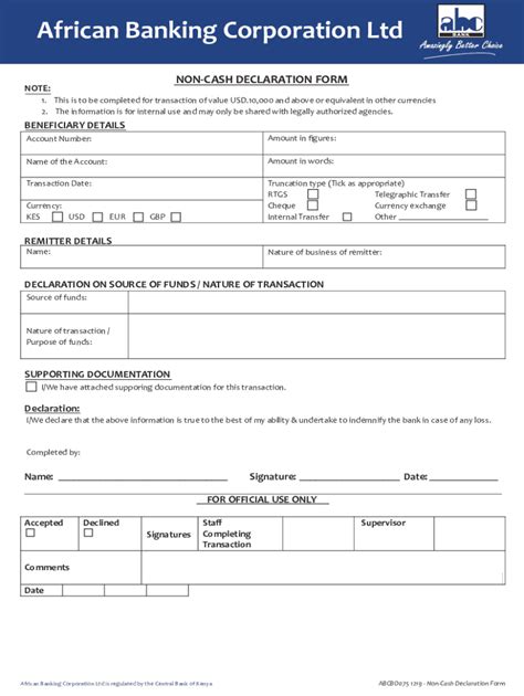 Fillable Online Non Cash Declaration Form 1 1 Fax Email Print