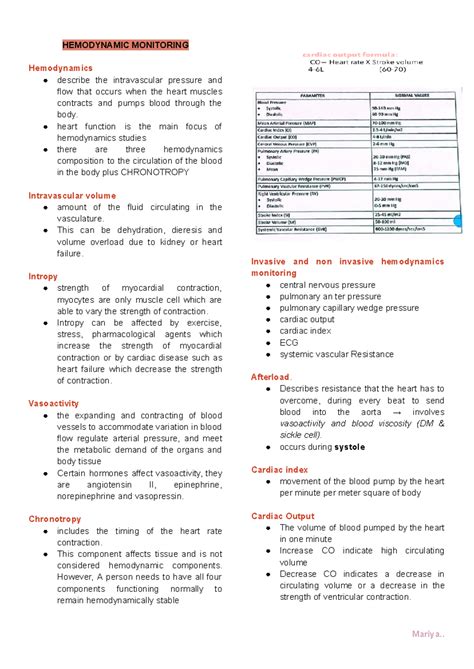118 Hemodynamic Hemodynamic Monitoring Hemodynamics Describe The
