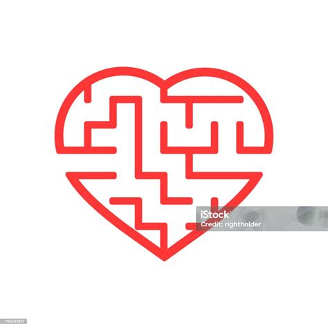 색상 미로 마음 어린이와 성인을위한 게임 아이들을위한 퍼즐 미로 수수께끼 발렌타인 데이 플랫 벡터 그림입니다 하트 모양에 대한