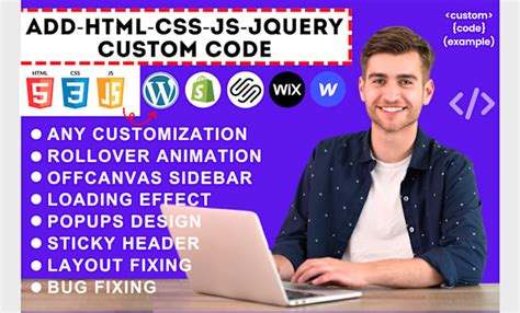 Add Custom Html Css And Js Code To Squarespace Shopify And Wordpress