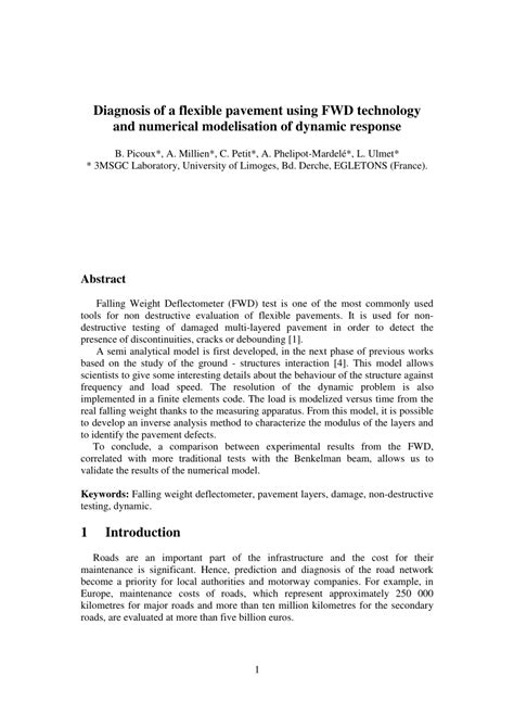 Pdf Diagnosis Of A Flexible Pavement Using Fwd Technology And