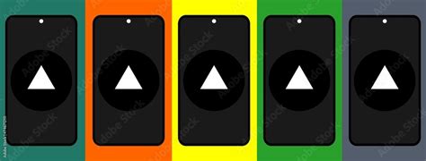 Triangular Shape Showing On The Five Mobile Screen Inside A Circle Forming A Meaningful Series